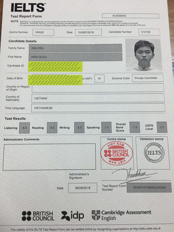 NGUYỄN KIẾN QUỐC - 7.5 IELTS - Summit Education