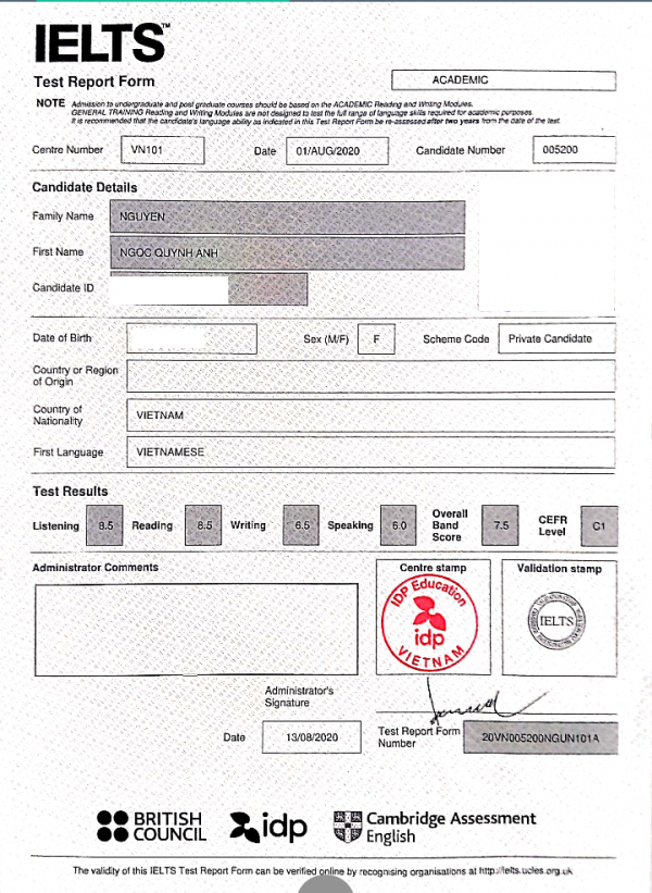 NGUYỄN NGỌC QUỲNH ANH - 7.5 IELTS - Summit Education