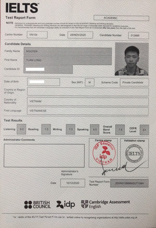 NGUYỄN TUẤN LONG - 7.5 IELTS - Summit Education