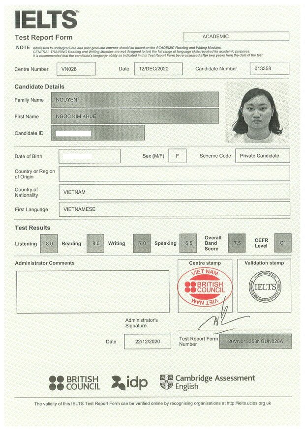 NGUYỄN NGỌC KIM KHUÊ - 7.5 IELTS - Summit Education