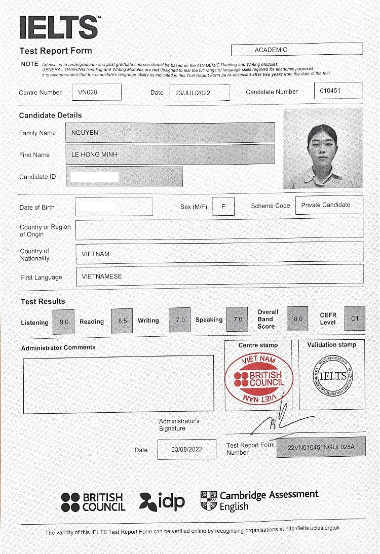 Nguyễn Lê Hồng Minh - 8.0 IELTS - Summit Education