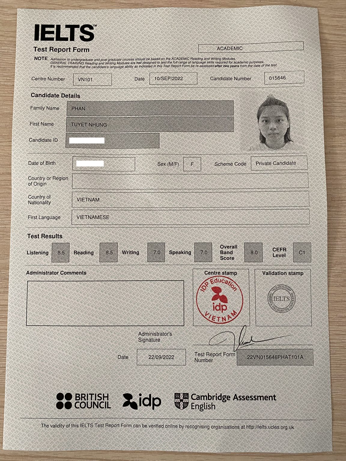 Phan Tuyết Nhung - 8.0 IELTS - Summit Education