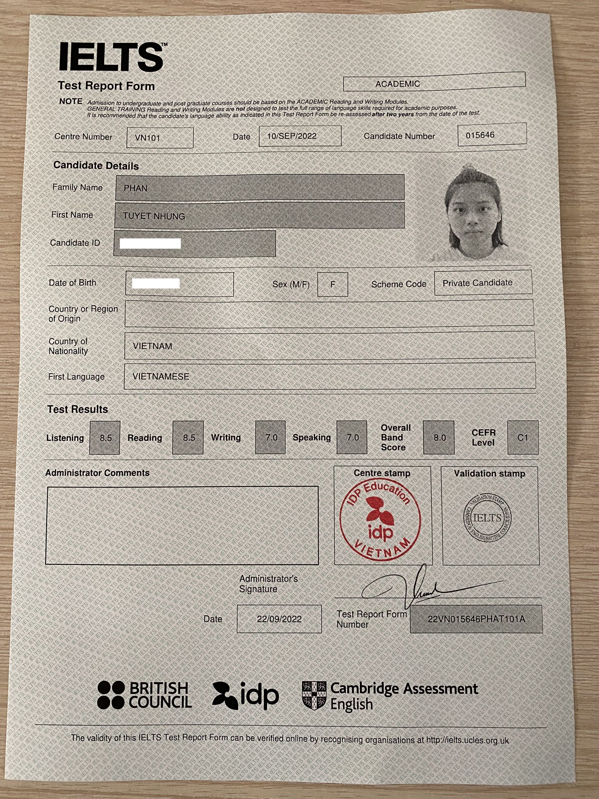 Phan Tuyết Nhung - 8.0 IELTS - Summit Education