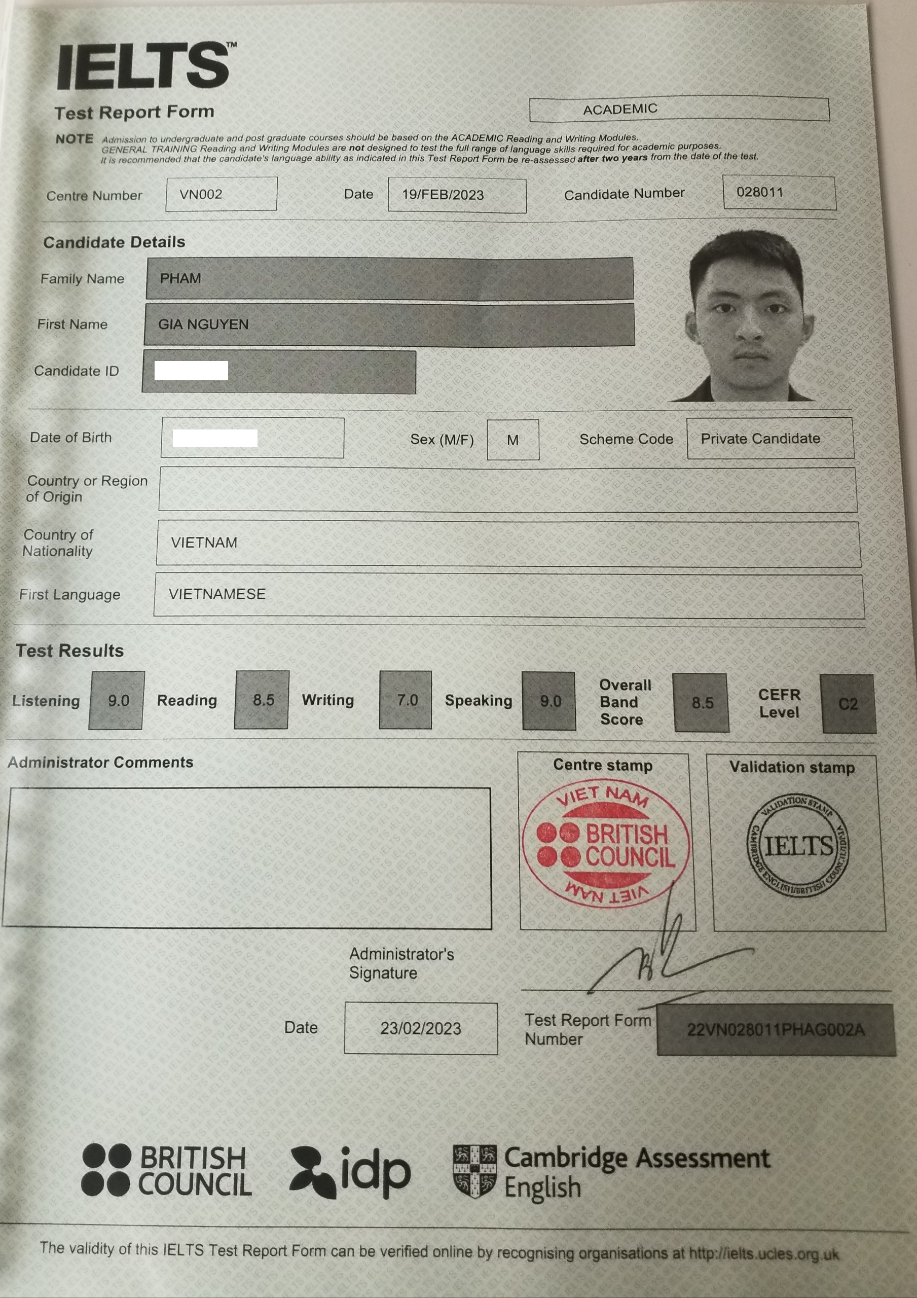 Phạm Gia Nguyên - 8.5 IELTS - Summit Education