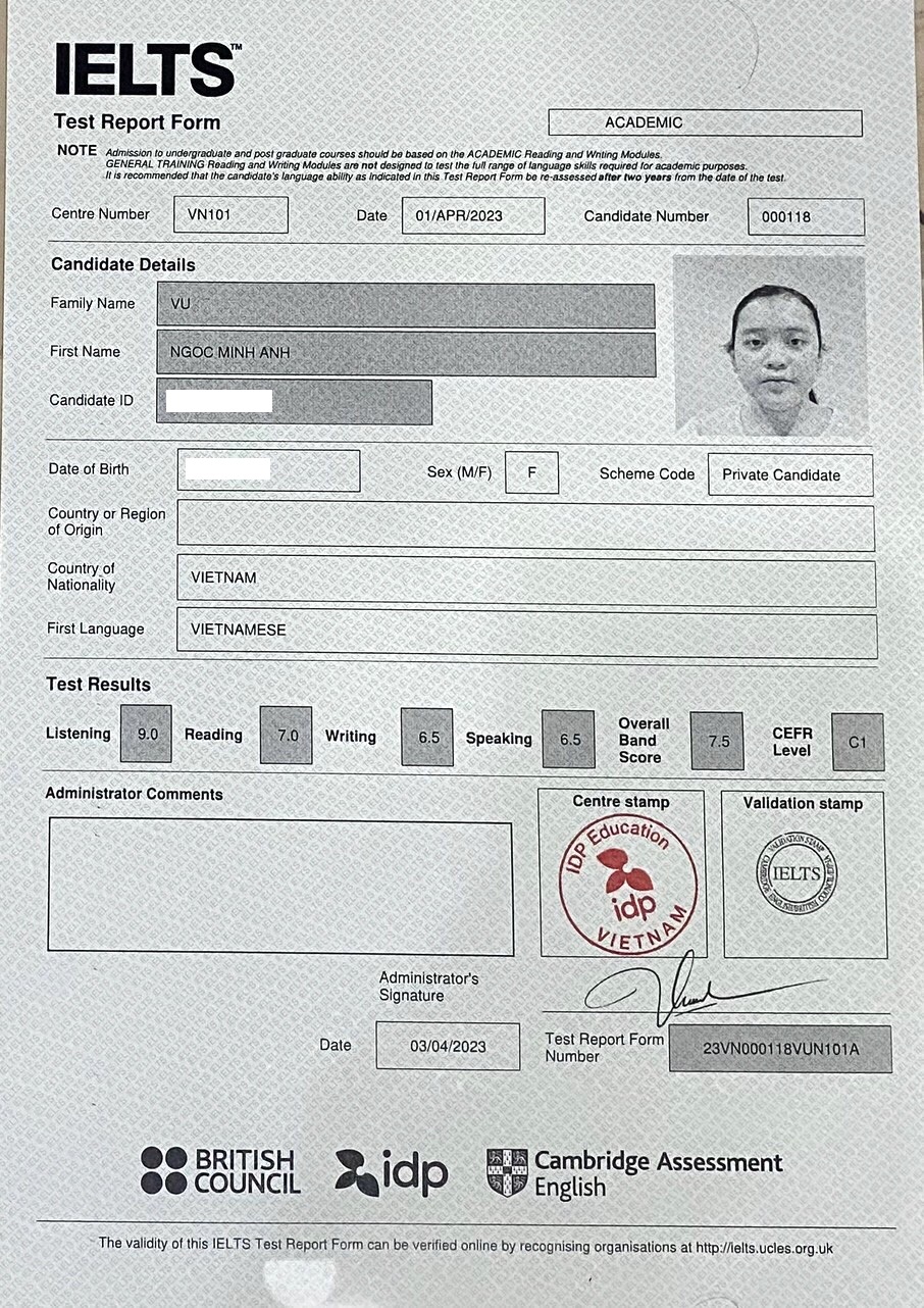 Vũ Ngọc Minh Anh - 7.5 IELTS - Summit Education