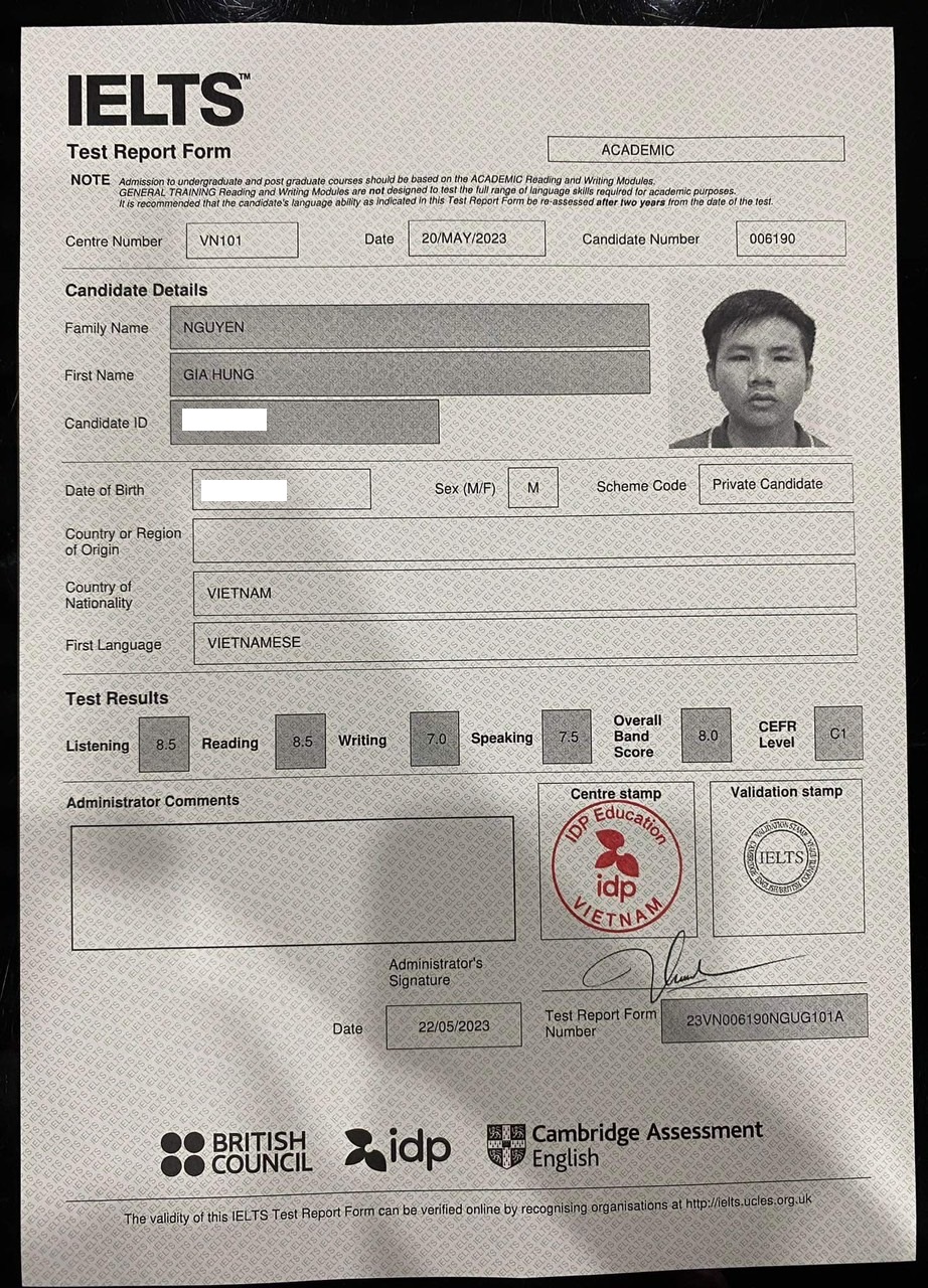 Nguyễn Gia Hưng - 8.0 IELTS - Summit Education