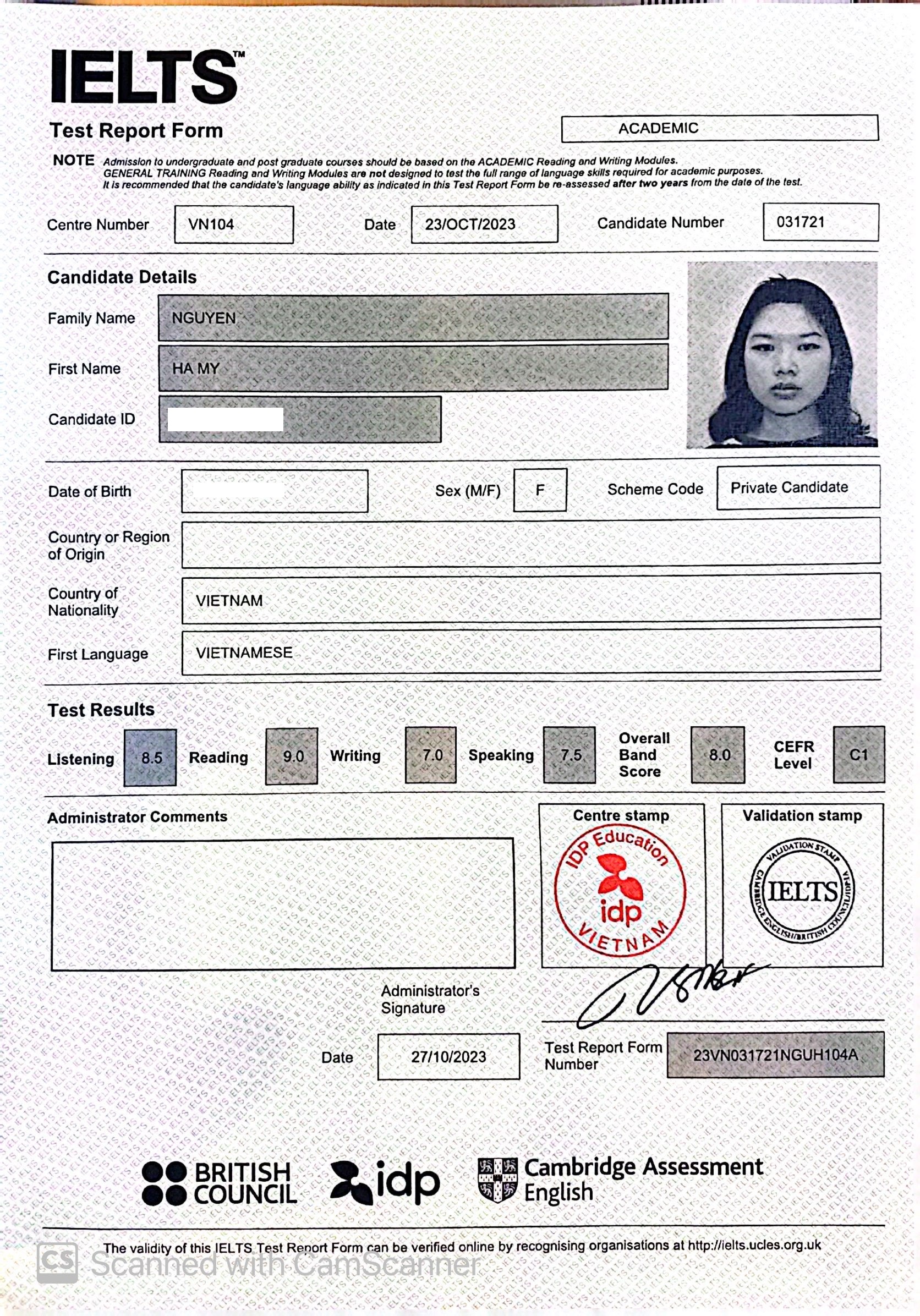 Nguyễn Hà My - 8.0 IELTS - Summit Education