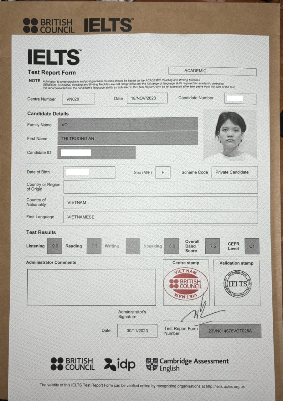 Võ Thị Trường An - 7.5 IELTS - Summit Education