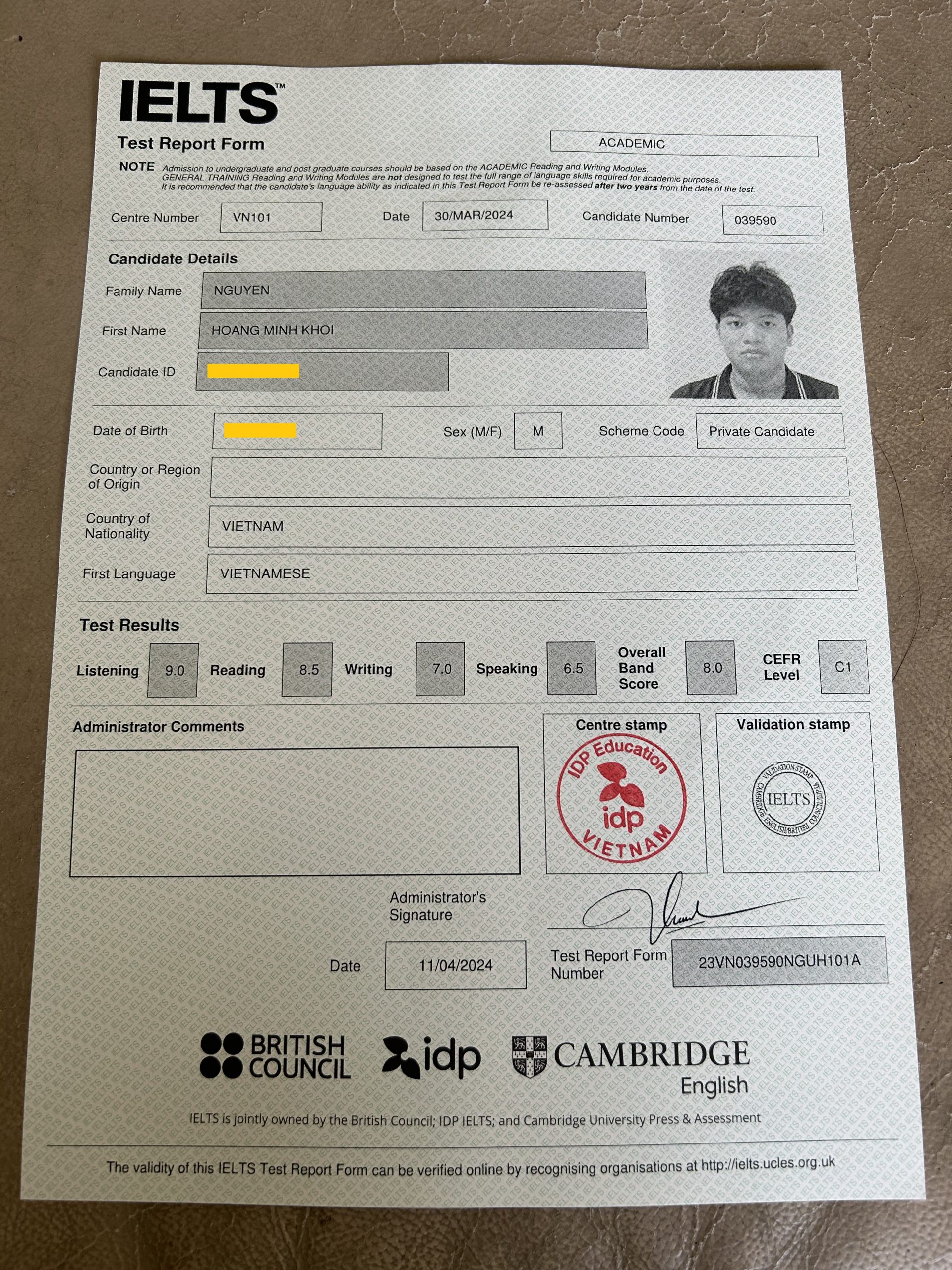 Nguyễn Hoàng Minh Khôi - 8.0 IELTS - Summit Education