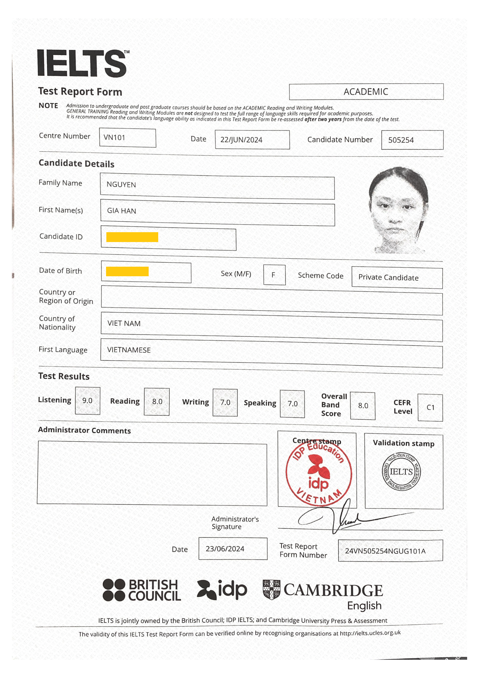 Nguyễn Gia Hân - 8.0 IELTS - Summit Education