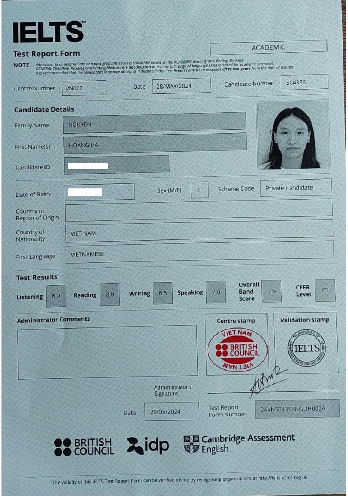 Nguyễn Hoàng Hà - 7.5 IELTS - Summit Education